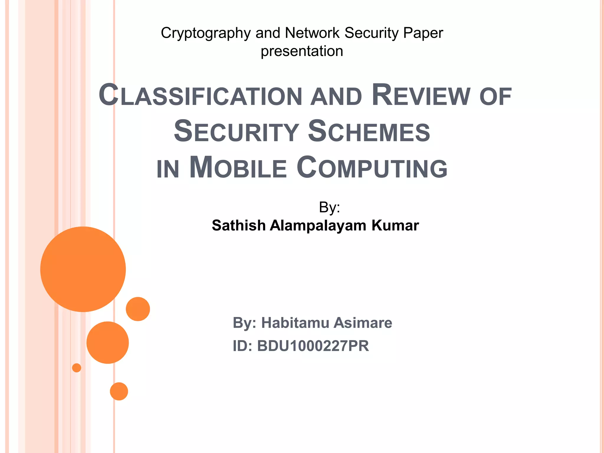 Classification And Review Of Security Schemes Pptx Information And Network Security Computing