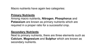 Classification and Role of Plant Nutrients | PPTX