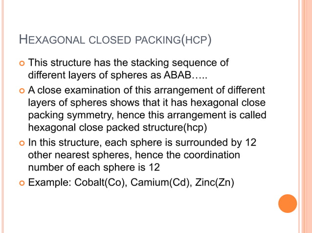 CLASSIFICATION BASED ON PACKING IN CRYSTALS.pptx | Chemistry | Science
