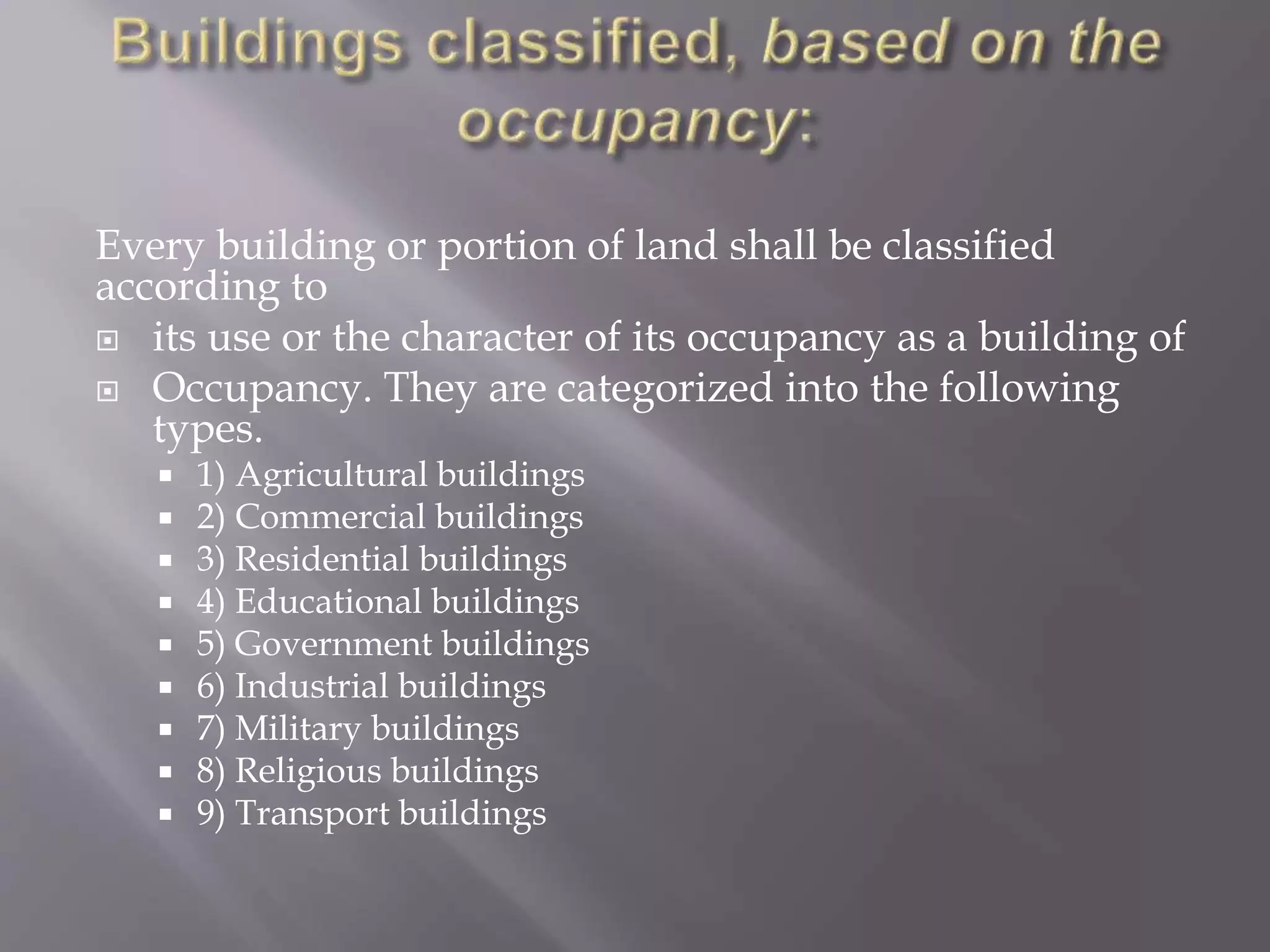 Classification of building | PPTX