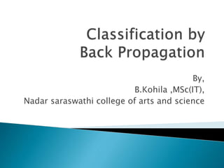 Classification by backpropacation | PPT