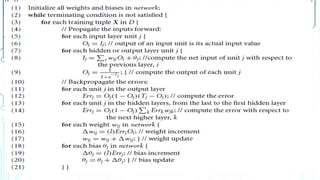 Classification by back propagation, multi layered feed forward neural ...