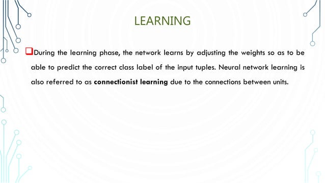 Classification by back propagation, multi layered feed forward neural ...