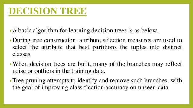 Classification decision tree