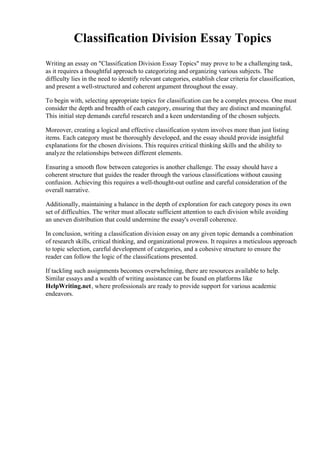 Classification Division Essay Topics.pdf