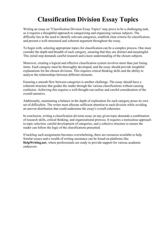Classification Division Essay Topics.pdf