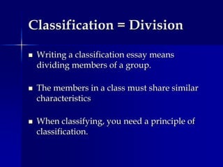 Classification essay | PPT