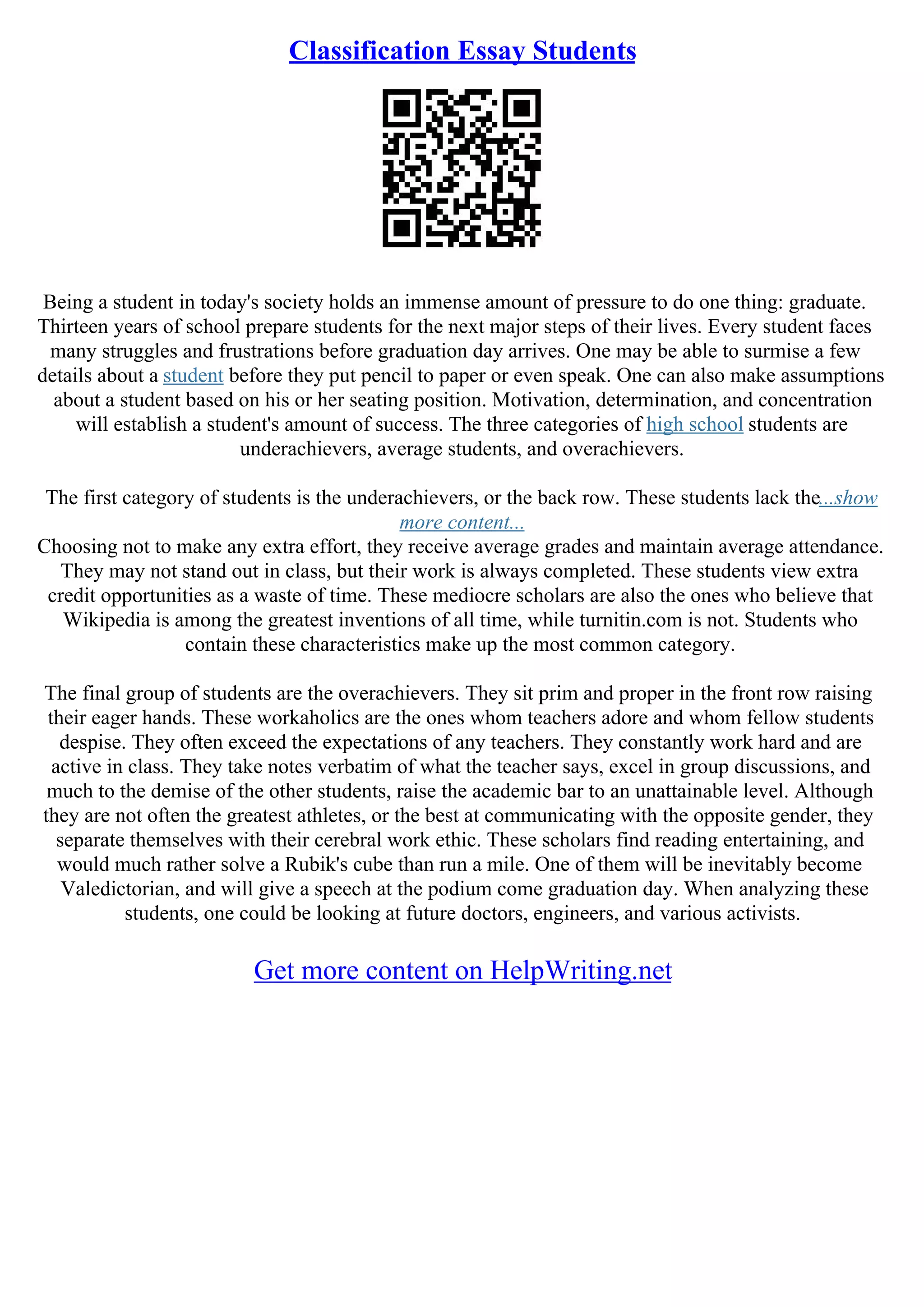 Classification Essay | PDF