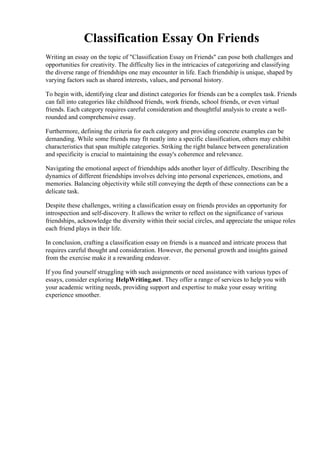 Classification Essay On Friends.pdf