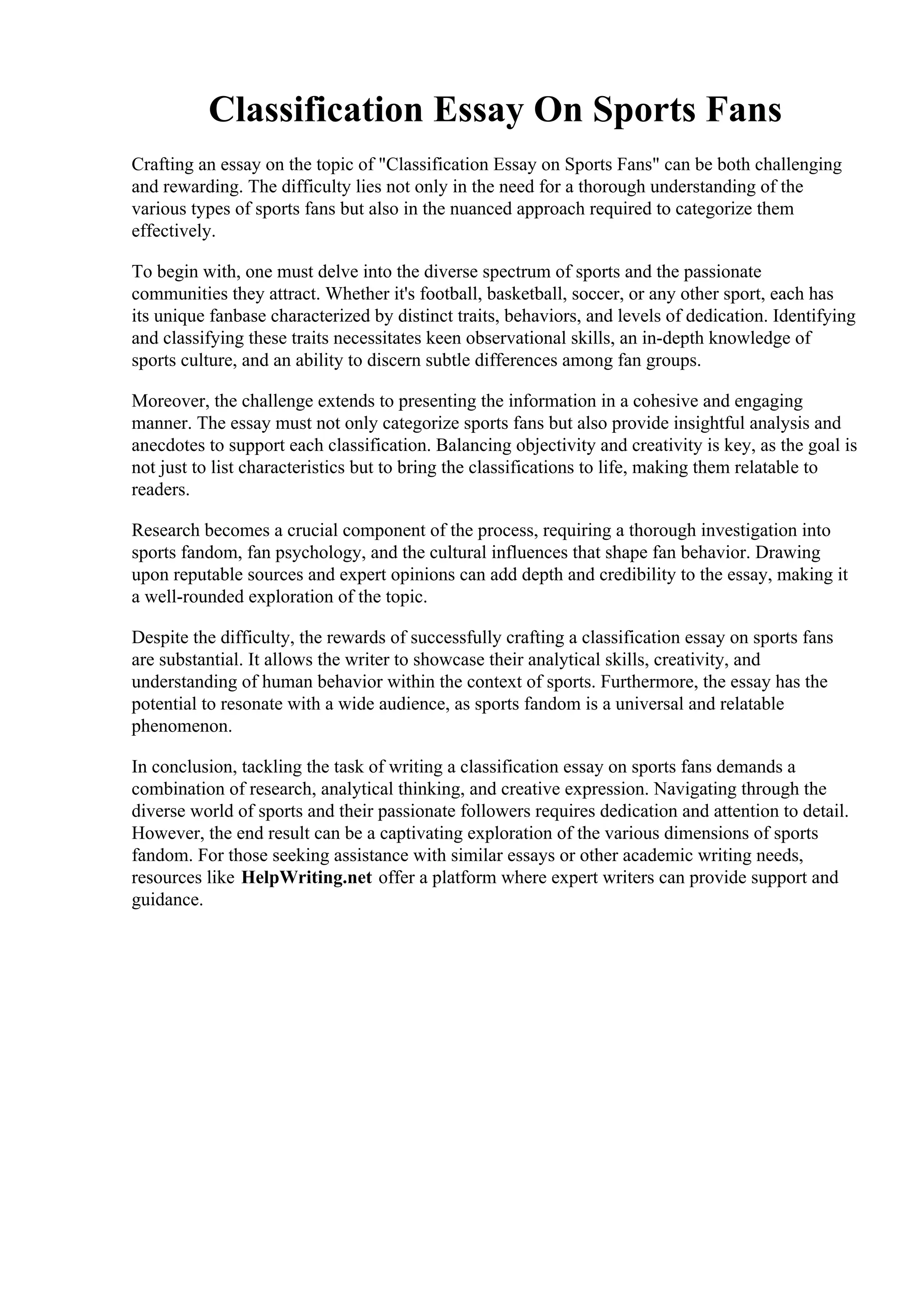 Classification Essay On Sports Fans.pdf