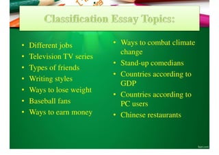 Classification Essay Prompts | PPT