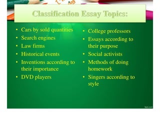 Classification Essay Prompts | PDF