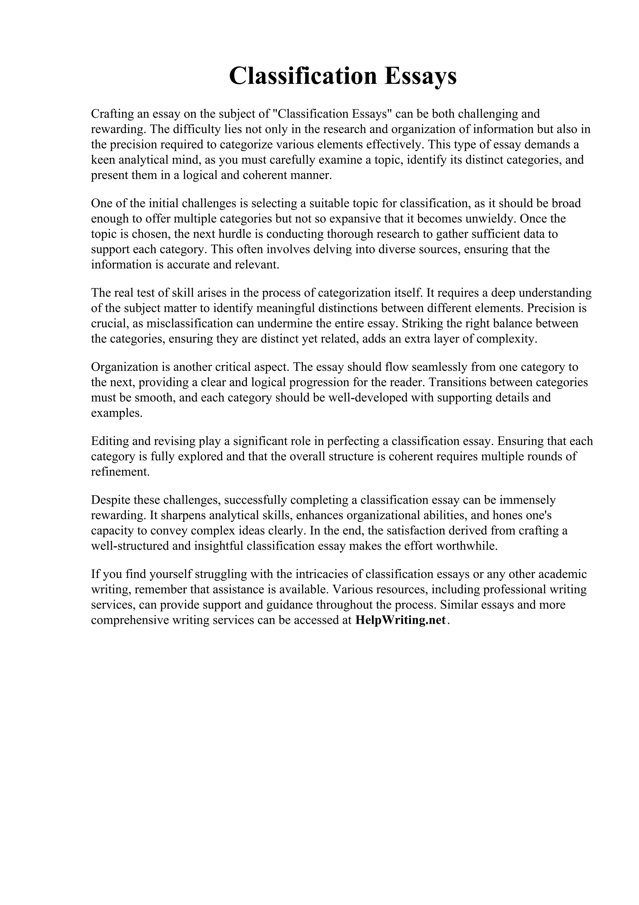 Classification Essays. PPT - Classification Essay PowerPoint ...