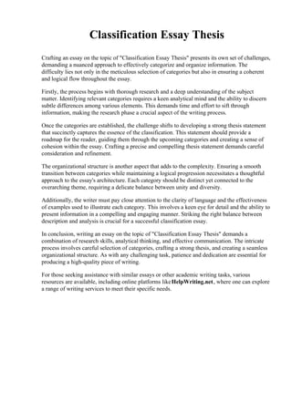 Classification Essay Thesis. Northwestern State University of Louisiana ...