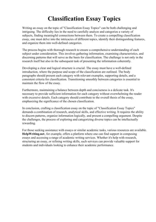 Classification Essay Topics | PDF