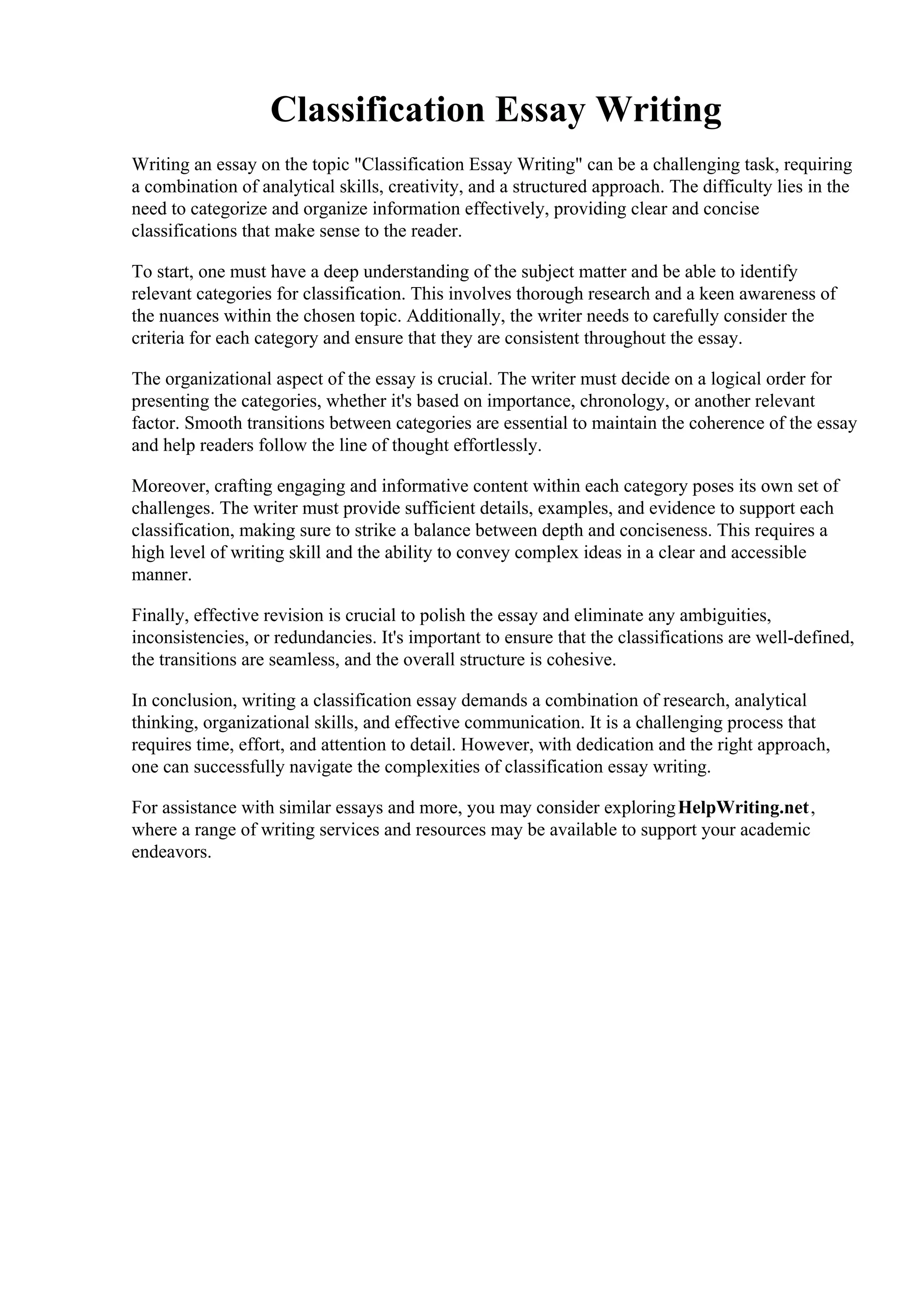 Classification Essay Writing. PPT - How to write an Outline for the ...