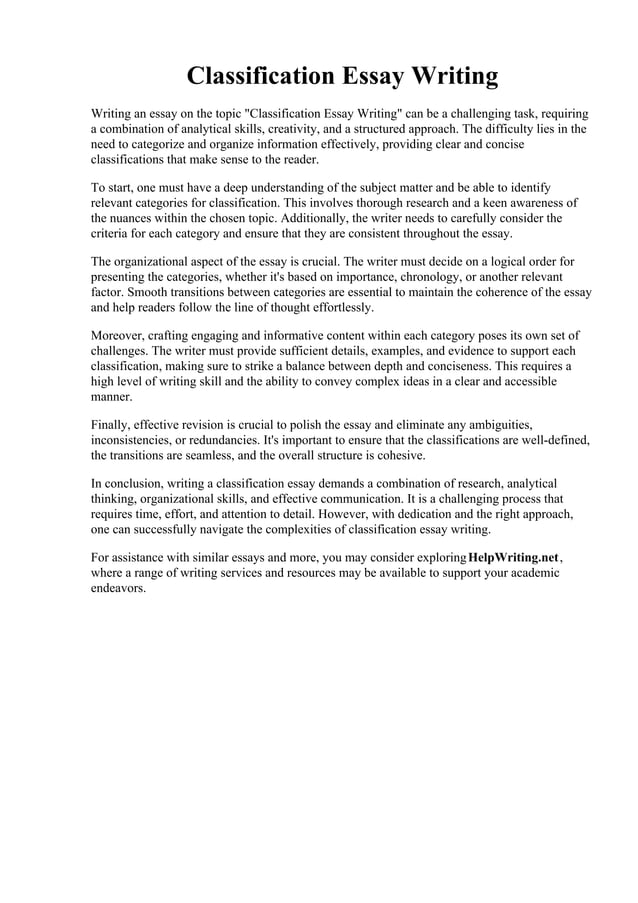 Classification Essay Writing. PPT - How to write an Outline for the ...