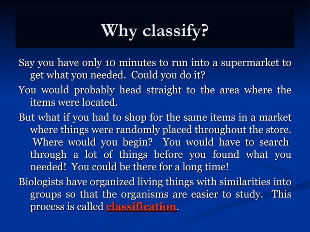 Classification facts | PPS | Biological Sciences | Science
