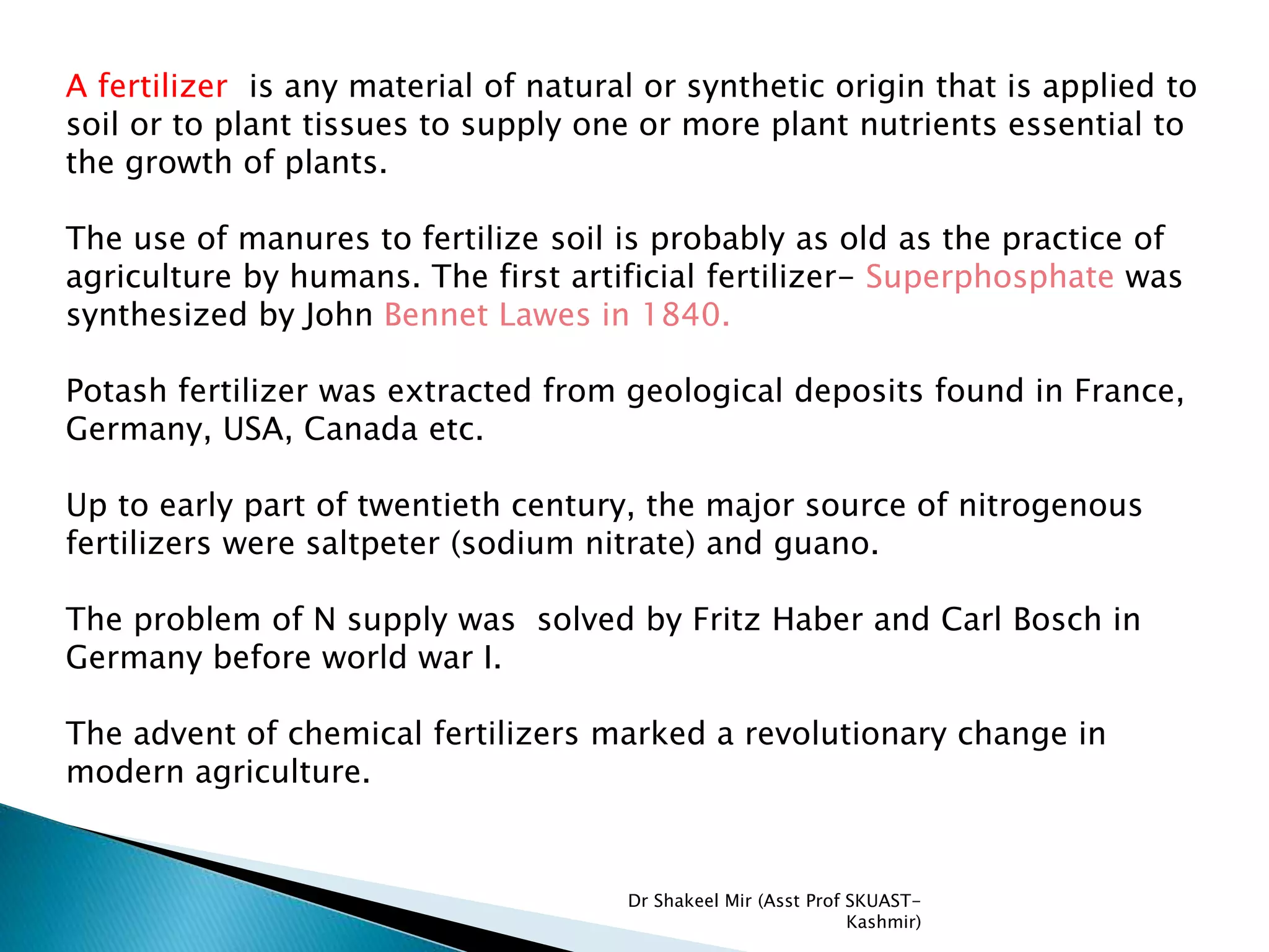 Classification of fertilizers-Basics | PPTX | Agriculture | Industries