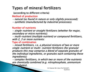 Classification of fertilizers-Basics | PPTX