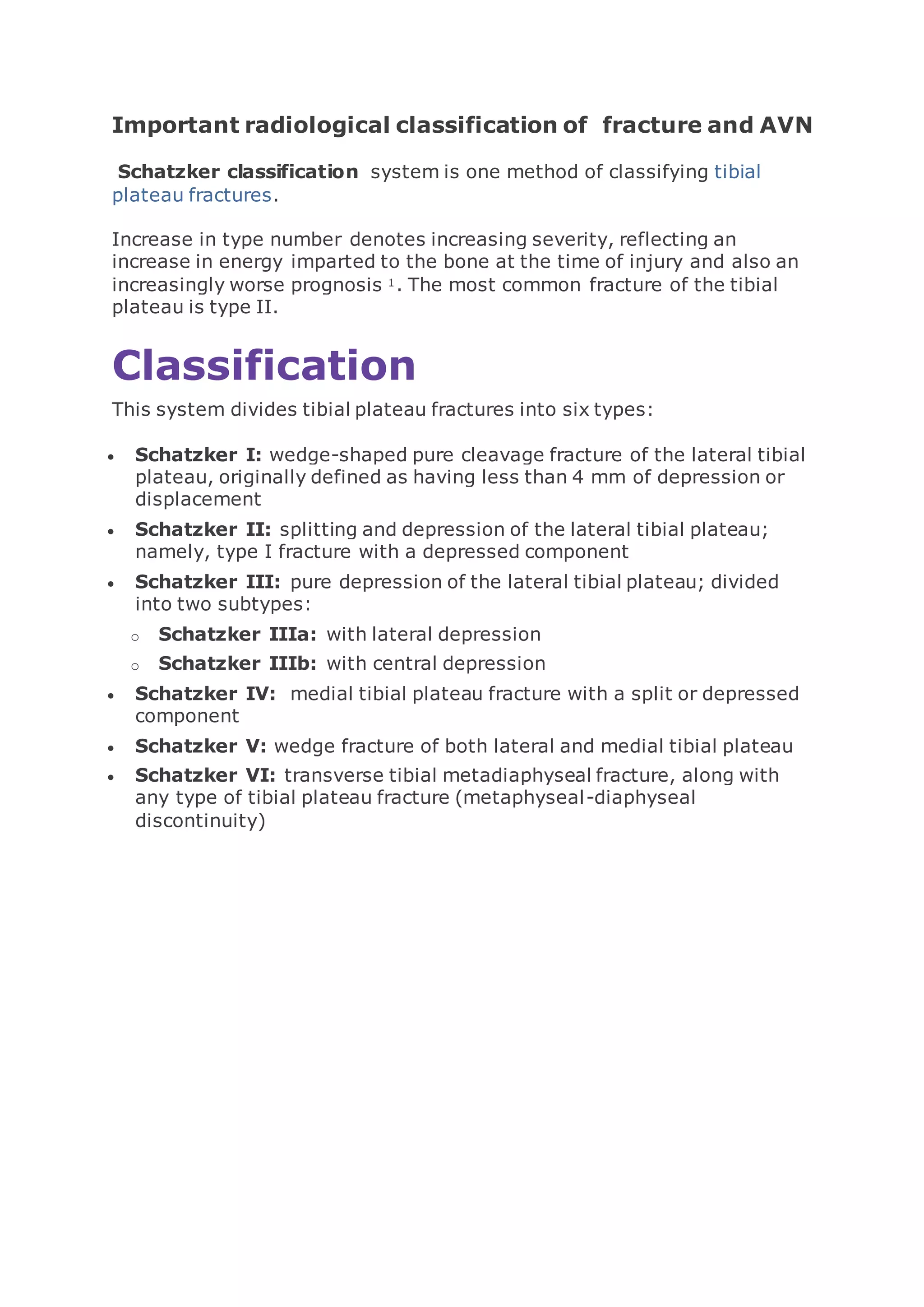 Important radiological classification of fracture and AVN | DOCX