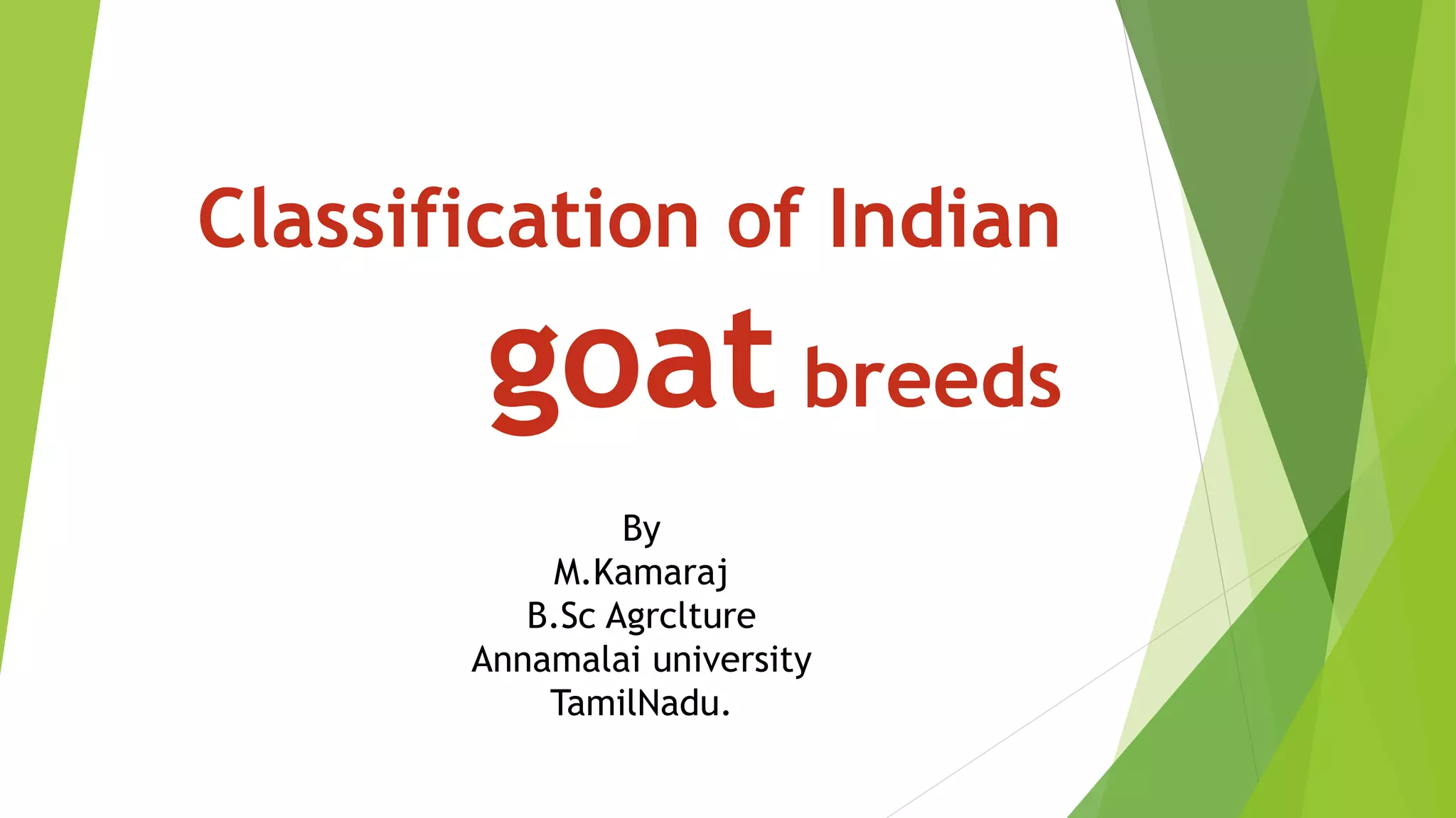 Classification indian goat_breeds | PPTX