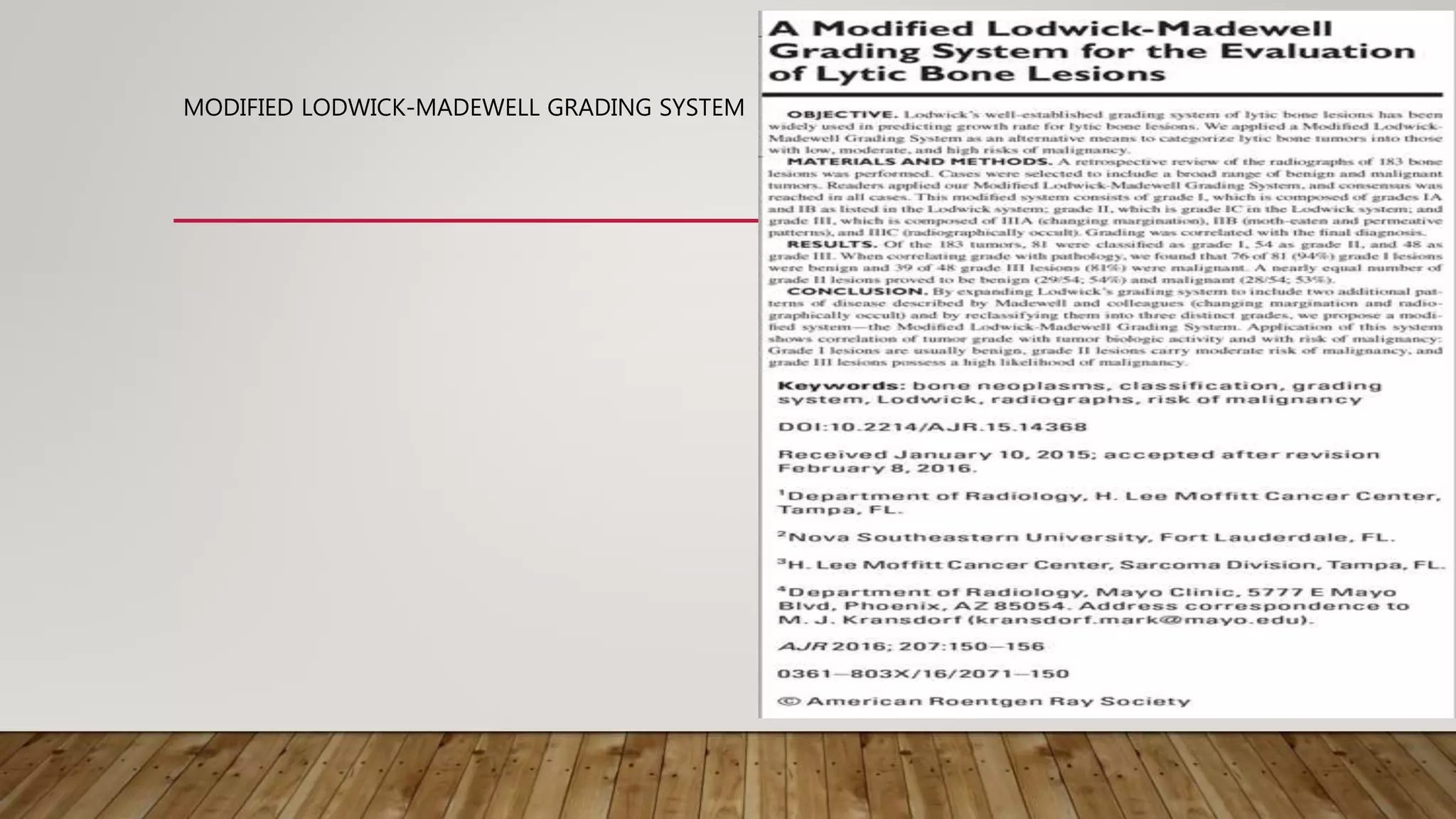 Classification in orthopaedic oncology | PPTX