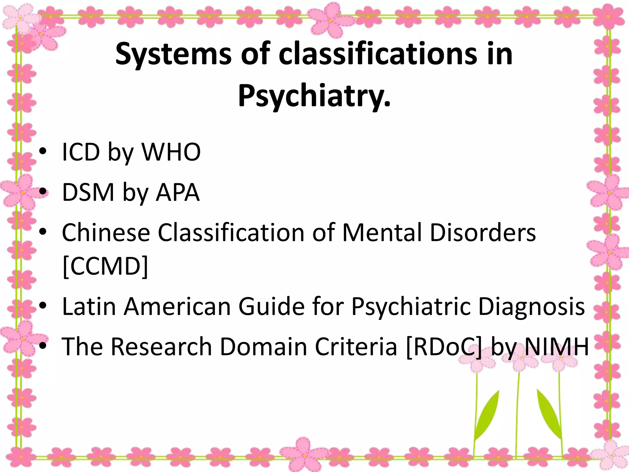 Classification in psychiatry | PPTX