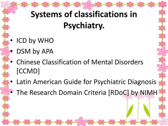 Classification in psychiatry | PPTX