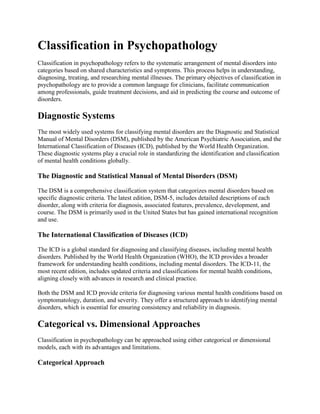 Classification in Psychopathology of human | PDF
