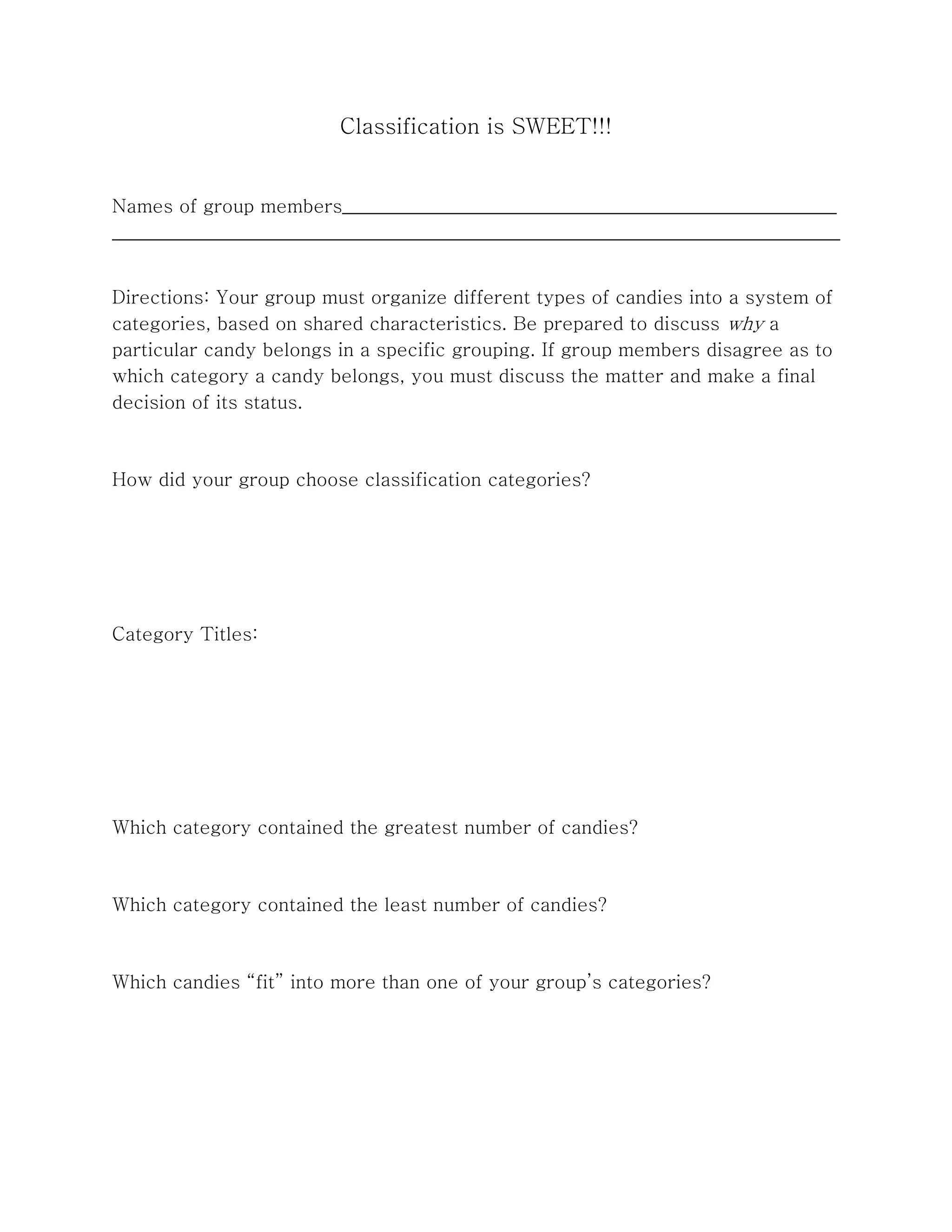 Classification is sweet | DOCX