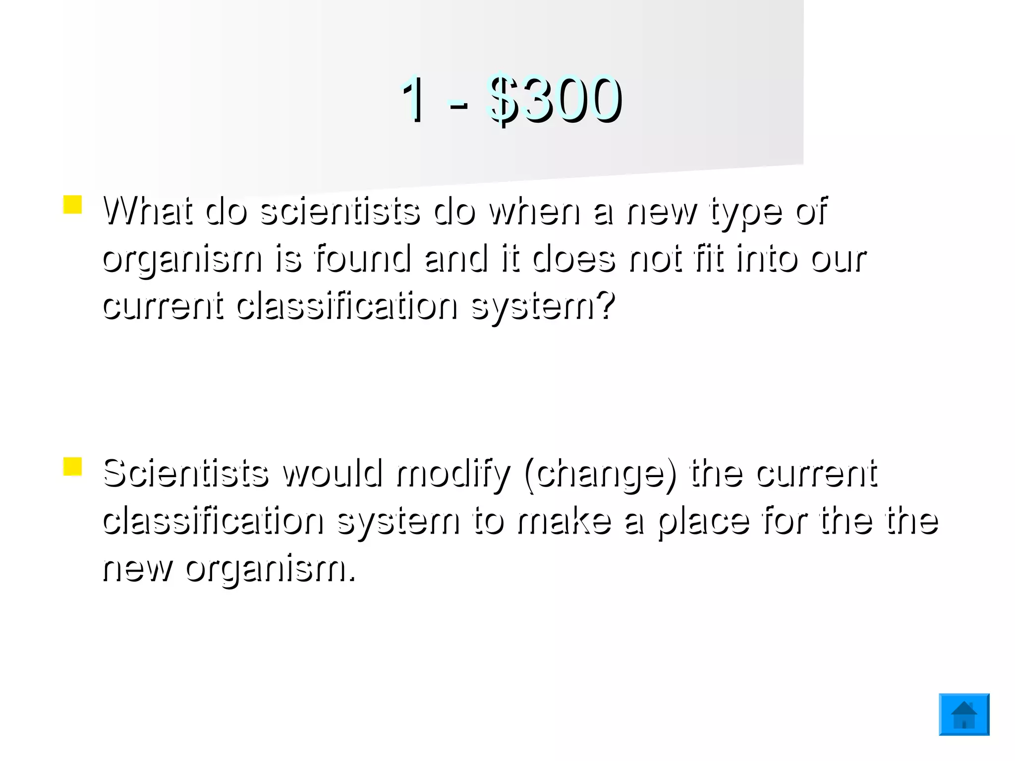 Classification Jeopardy Review | PPT