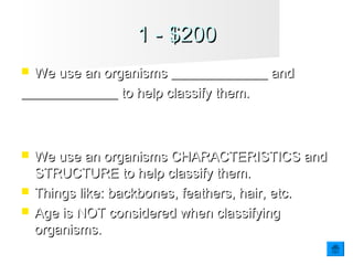Classification Jeopardy Review | PPT