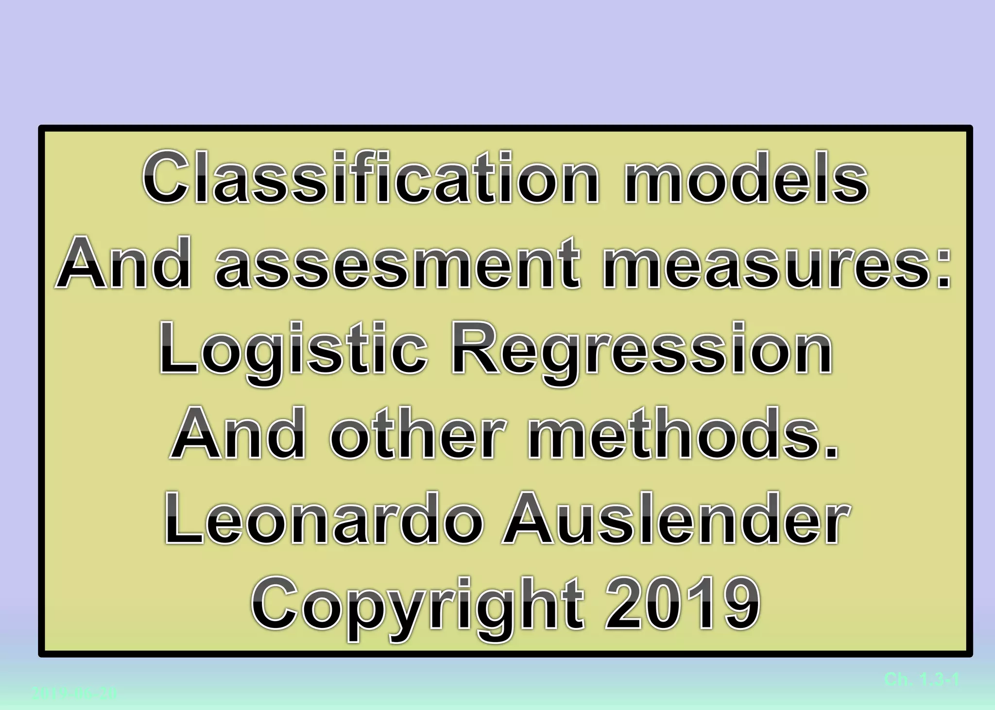 Classification methods and assessment | PDF | Technology & Computing