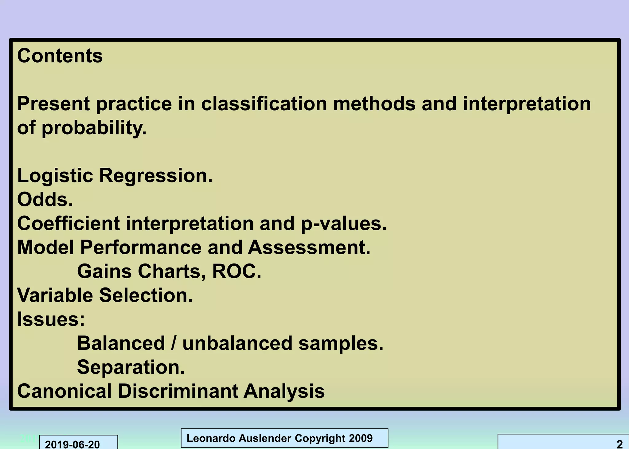 Classification methods and assessment | PDF