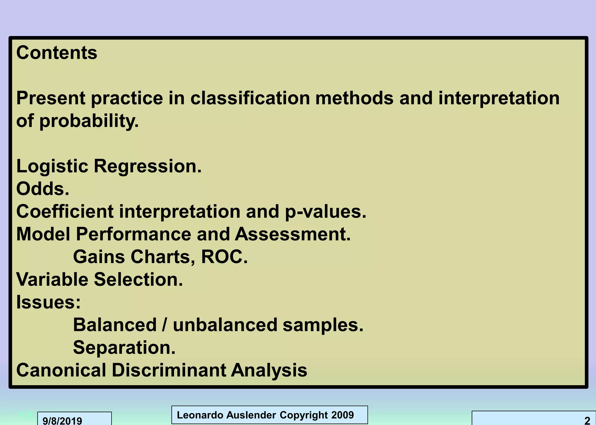 Classification methods and assessment | PPT