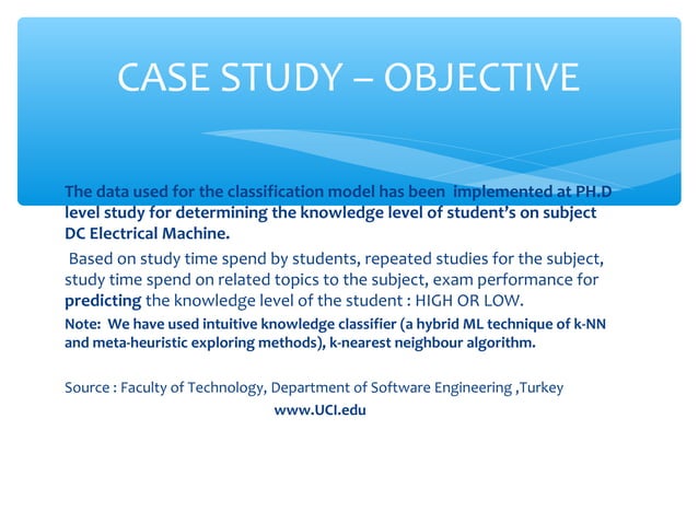 Classification model for predicting student's knowledge | PPT