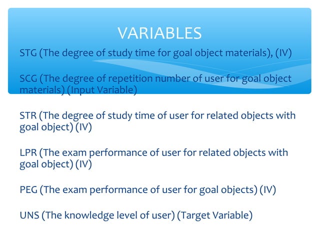 Classification model for predicting student's knowledge | PPT