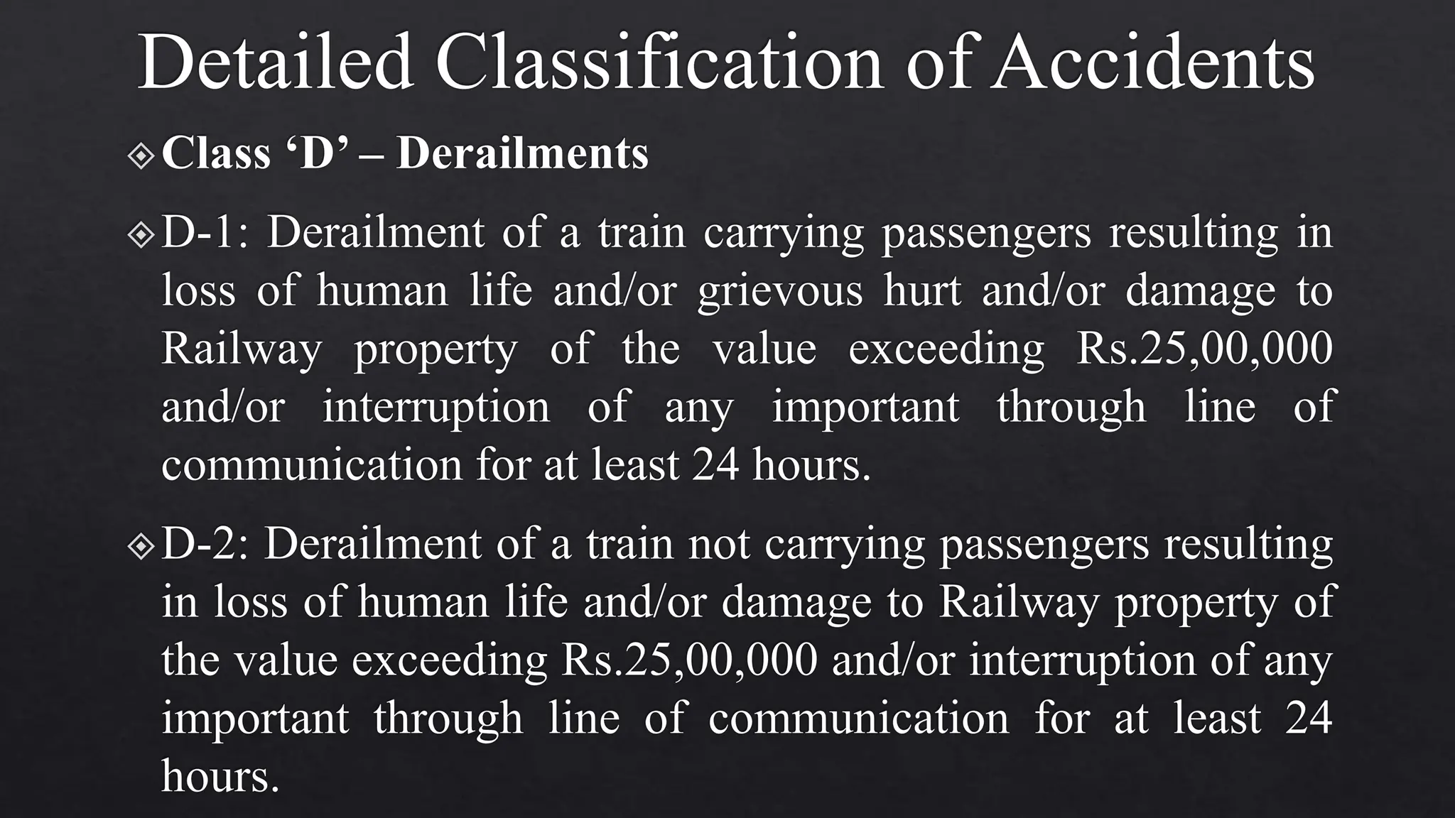 Classification of Accidents in railwayss | PPTX