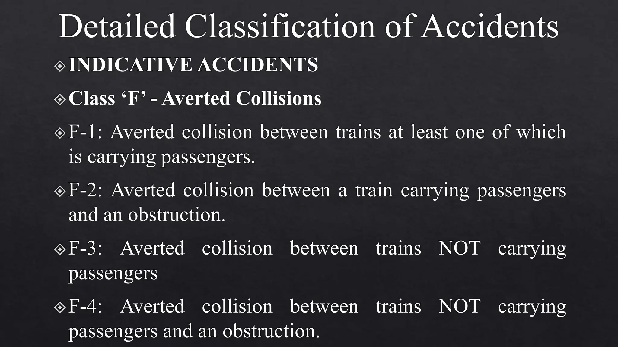 Classification of Accidents in railwayss | PPTX