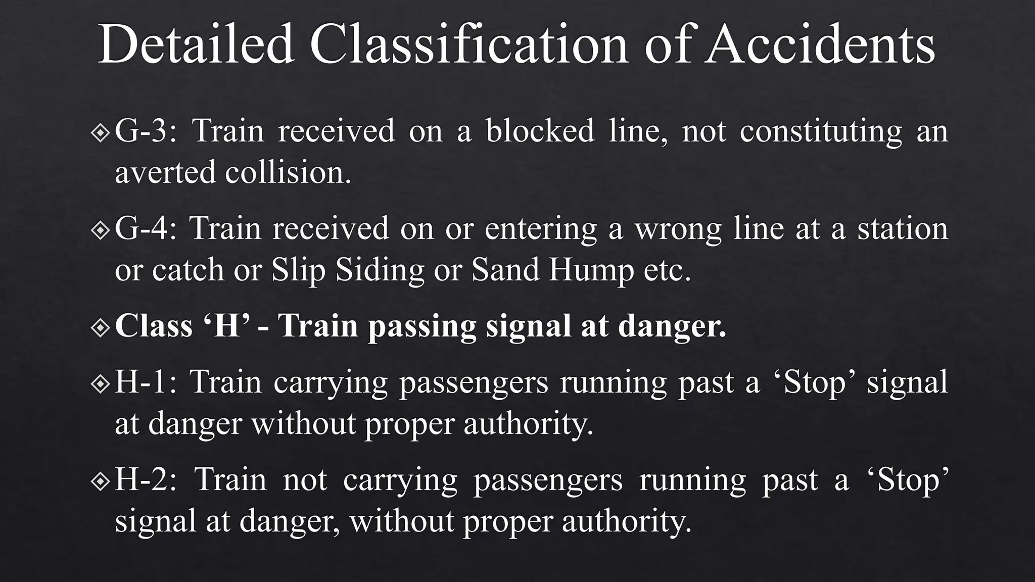 Classification of Accidents in railwayss | PPTX