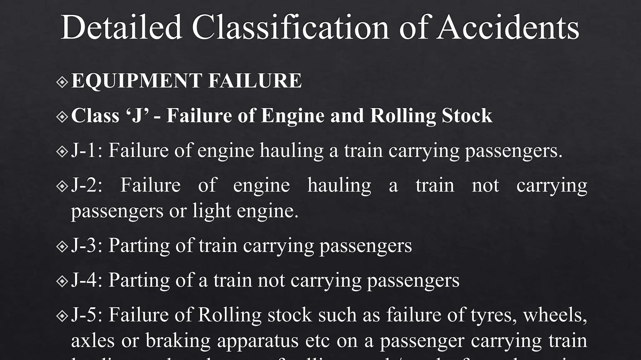 Classification of Accidents in railwayss | PPTX
