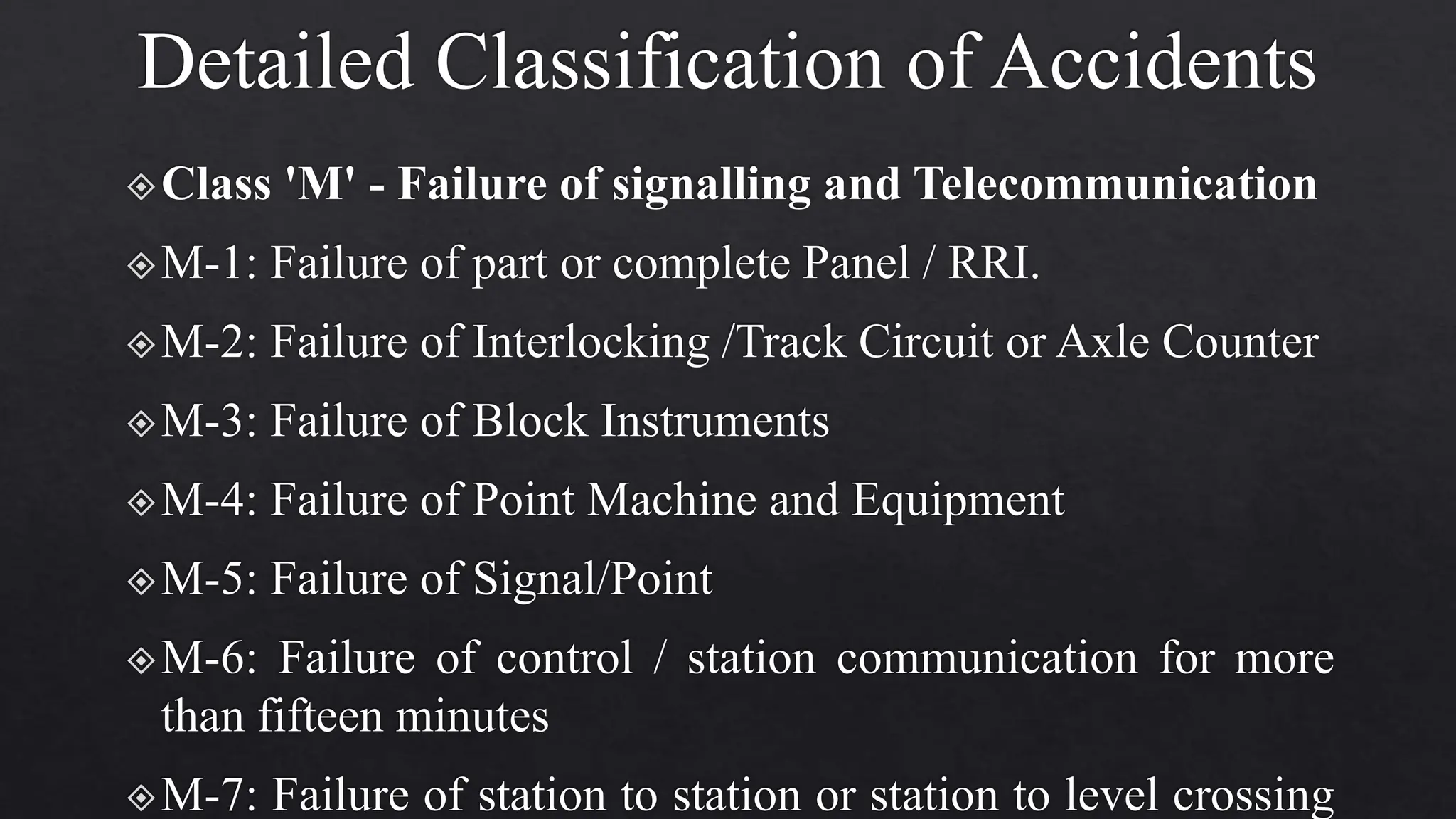 Classification of Accidents in railwayss | PPTX