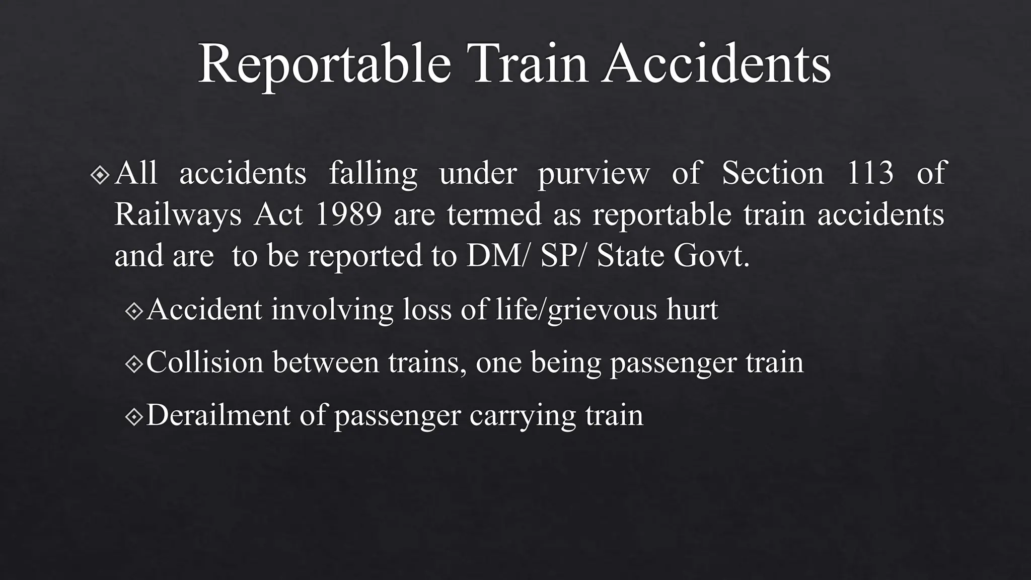 Classification of Accidents in railwayss | PPTX