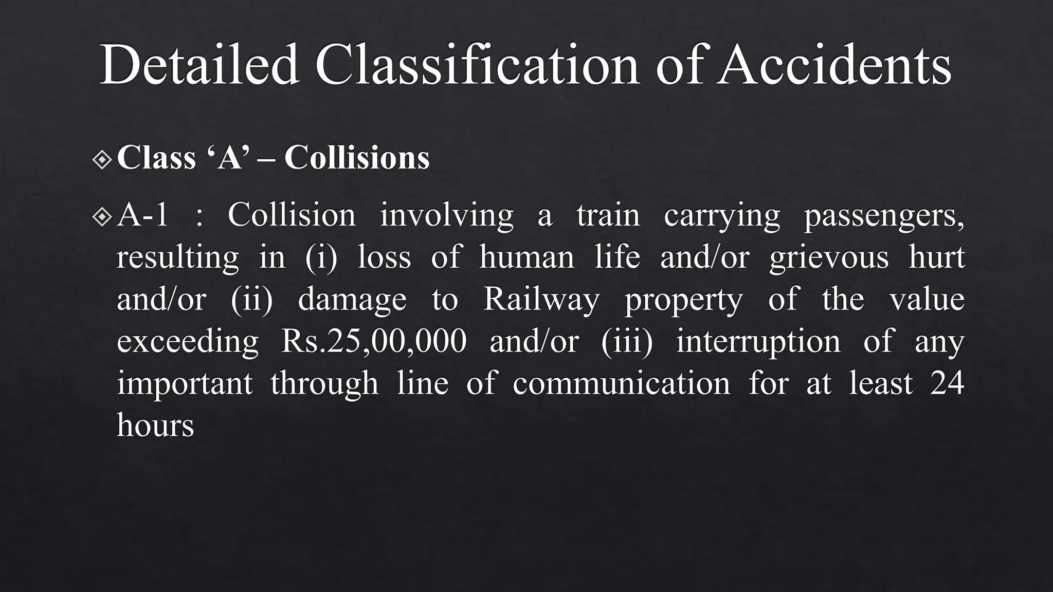 Classification of Accidents in railwayss | PPTX