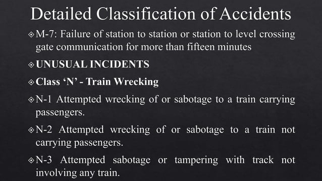 Classification of Accidents in railwayss | PPTX