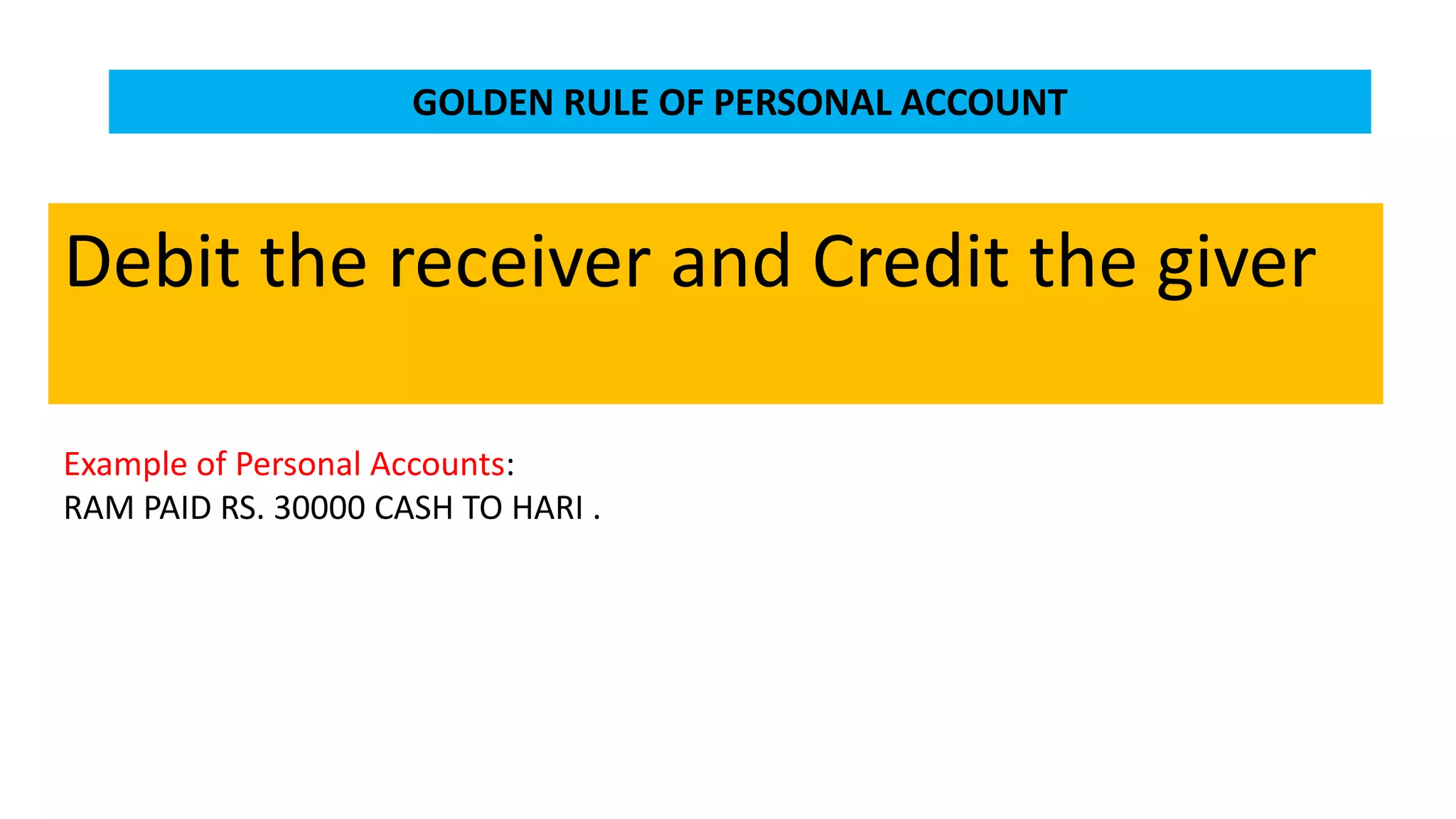 Classification of accounts || personal account || real account ...
