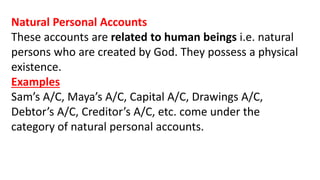 Classification of accounts || personal account || real account ...