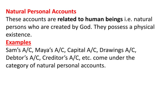 Classification of accounts || personal account || real account ...
