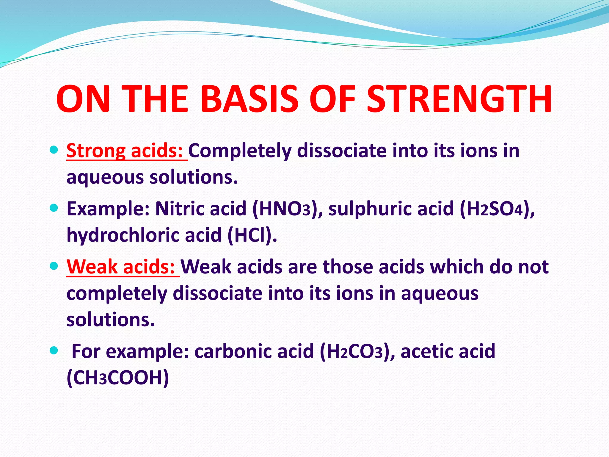 Classification of acids & bases | PPTX